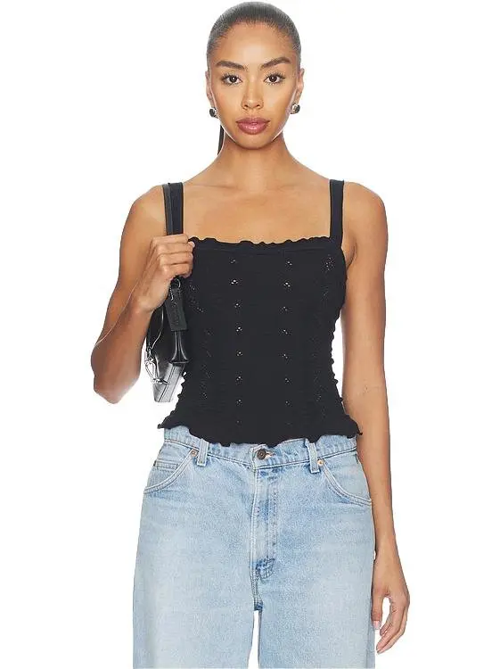 Free People X Revolve So Soft Femme Square Neck Cami - Black