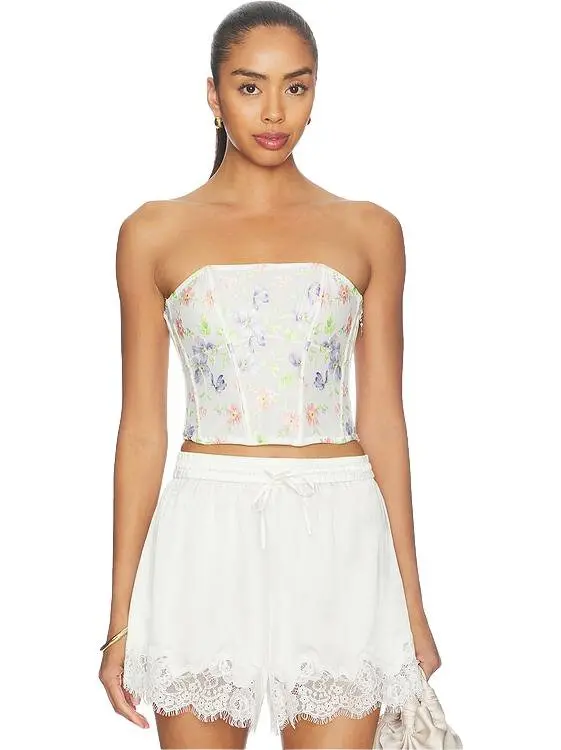 FLEUR DU MAL Elar Embroidery Corset Top - Ivory