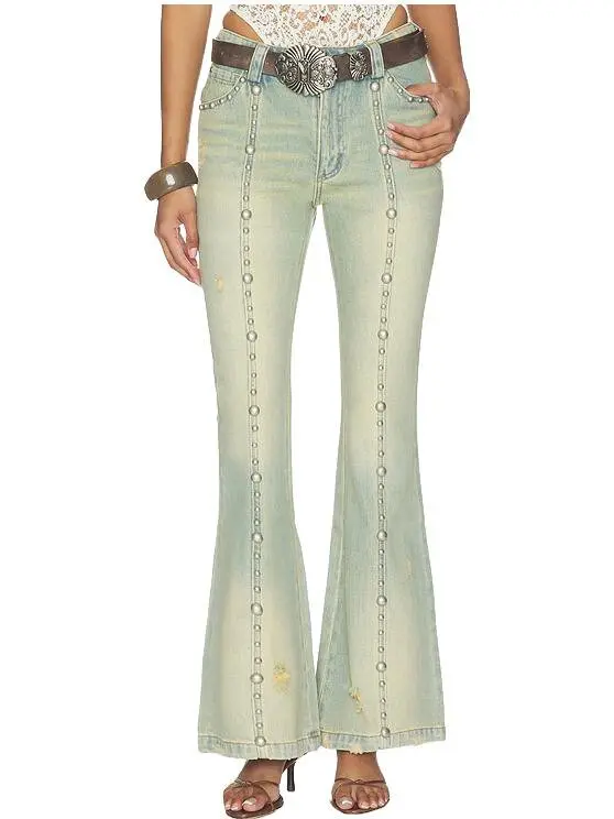 MARKGONG Studded Flared Jeans - Blue