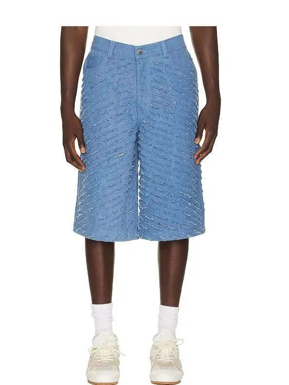 PAS UNE MARQUE Cut Through Denim Shorts - Blue