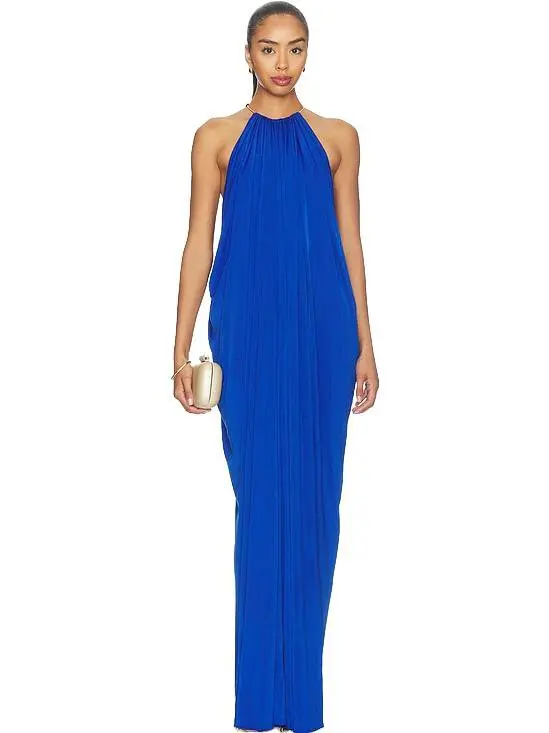 Ronny Kobo Halterneck Maxi Dress - Blue
