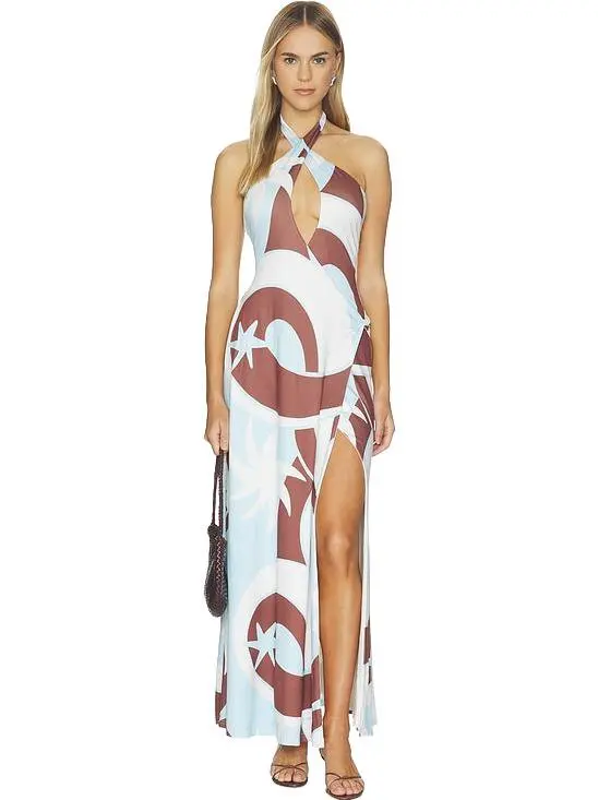 SEVEN WONDERS Kamilla Keyhole Twist Maxi Dress - Blue
