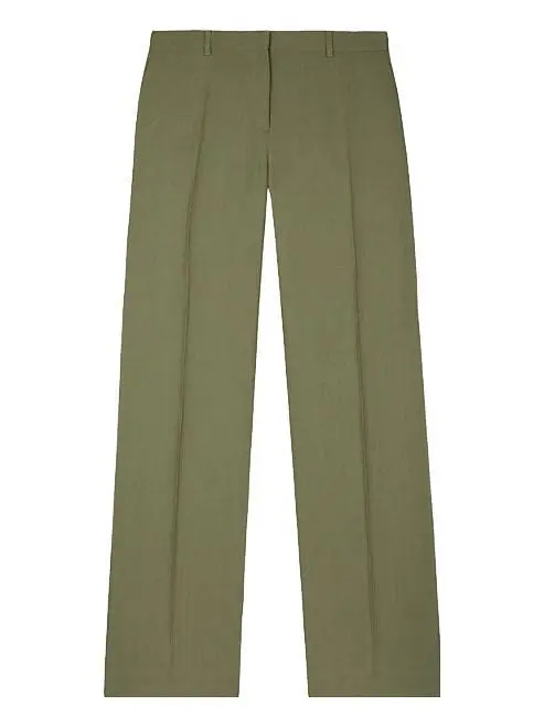 The Kooples High-rise Straight-leg Linen Trousers - Foret