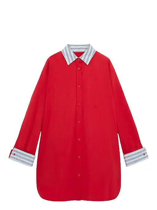 Loewe Embroidered Cotton Shirt Dress - Red