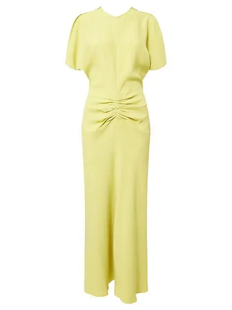 Victoria Beckham Bela Split-sleeve Woven Midi Dress - Chartreuse