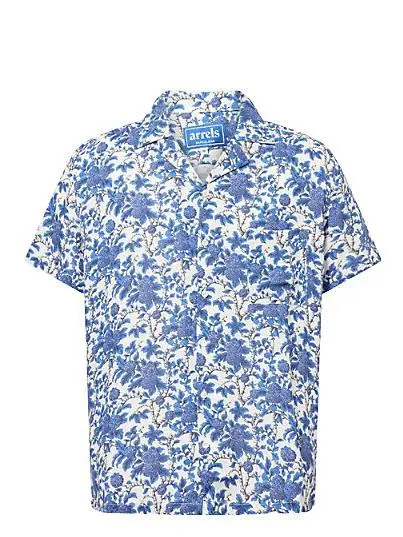 ARRELS BARCELONA Marmais Floral-print Woven Shirt - Blue