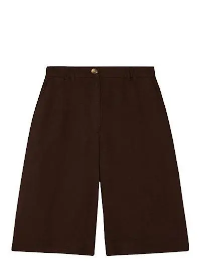 Whistles High-rise Linen Bermuda Shorts - Brown
