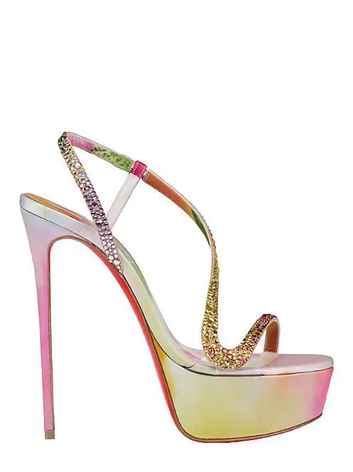 CHRISTIAN LOUBOUTIN Rosa Z Strass 100 Leather Heeled Sandals - Multi/lin Multi