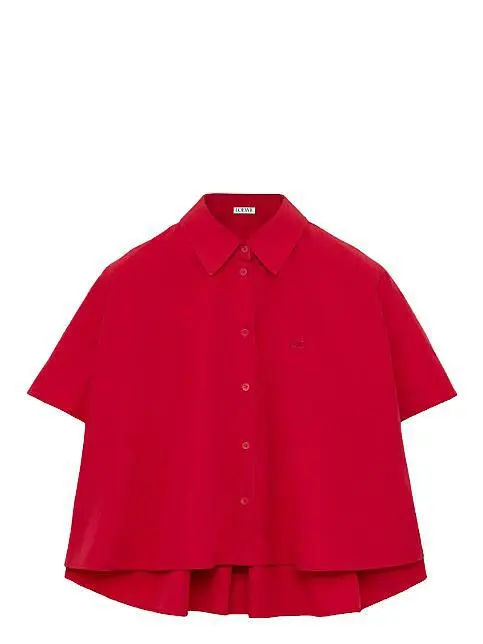 Loewe Logo Embroidered Cotton-blend Trapeze Shirt - Red