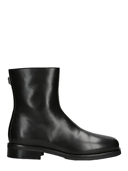 COLLEGIUM Leather Ankle Boots With Zip Fastening And Square Toe - Black