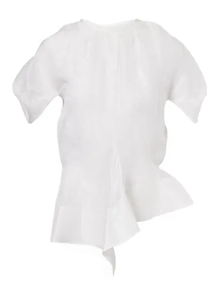 Khaite Rumi Peplum Silk-organza Top - Chalk