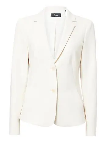 Theory Shaped Long-sleeve Woven Blazer - Rice