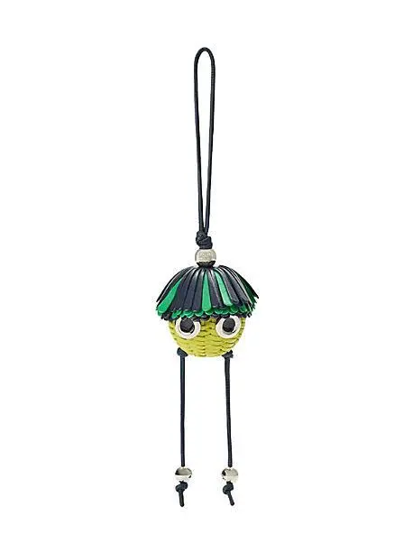 Loewe Leather Bag Charm With Woven Detail - Green