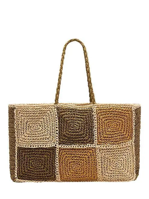 Whistles Patchwork Straw Tote Bag - Multi-coloured