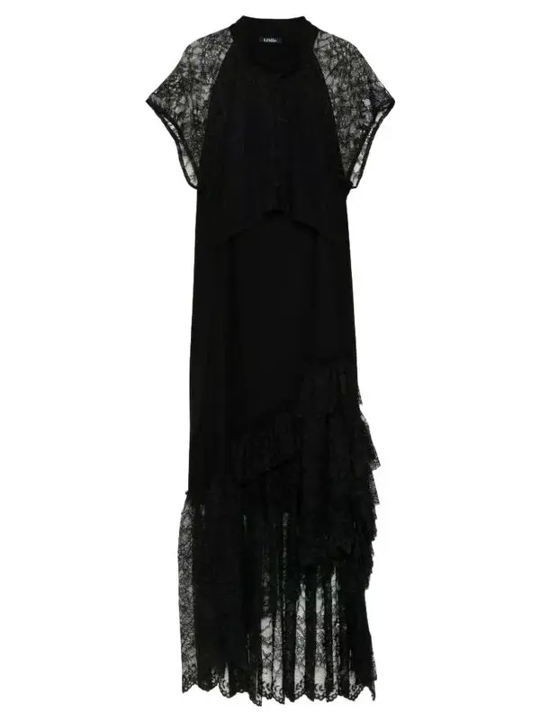 LIMI FEU Lace-panelled Ruffled Dress - Black