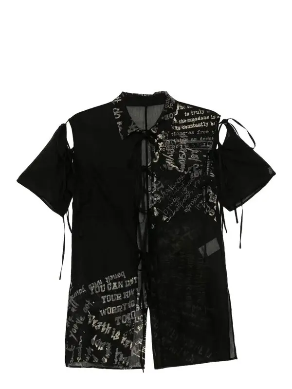 LIMI FEU Slogan-print Side-tie Top - Black