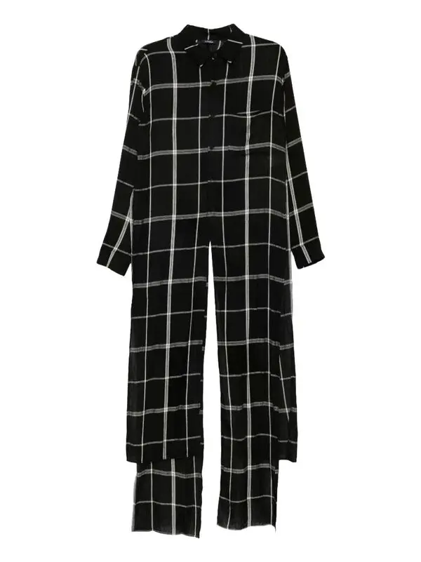 LIMI FEU Check-pattern Shirt With Front Slit - Black
