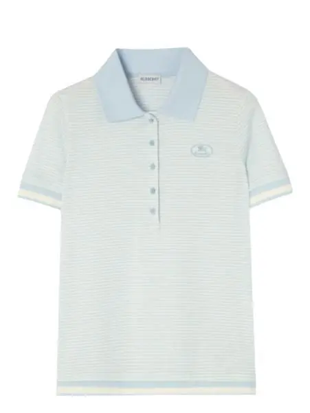 Burberry Striped Cotton Polo Shirt - Glacier Blue