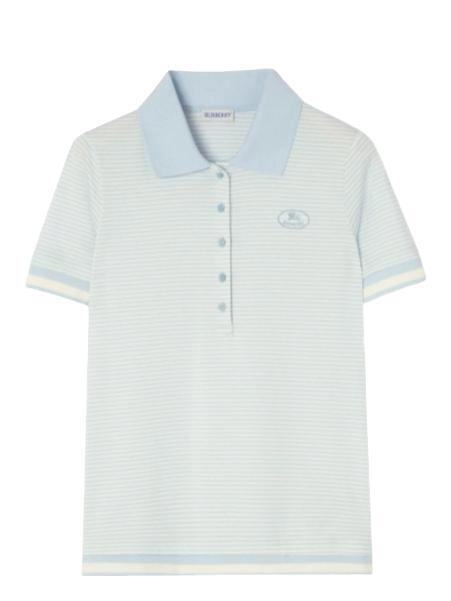 Burberry Striped Cotton Polo Shirt - Glacier Blue