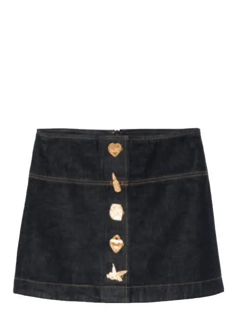 Zimmermann A-line Denim Mini Skirt With Embellished Buttons - Night Sky