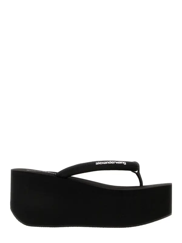 Alexander Wang Fabric Jenna Thong Platform Slippers - Black