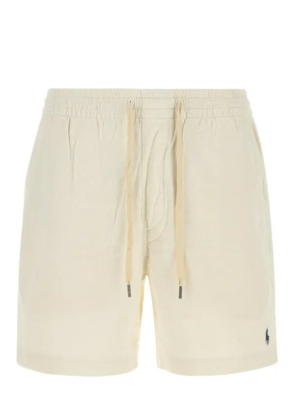 Polo Ralph Lauren Corduroy Bermuda Shorts With Embroidered Logo - White