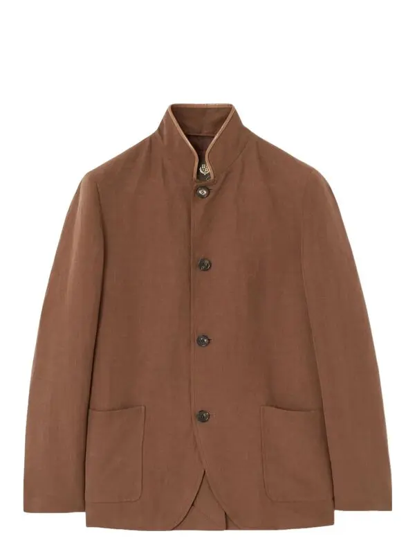 Loro Piana Spagna Long-sleeved Buttoned Jacket - Dark Licorice