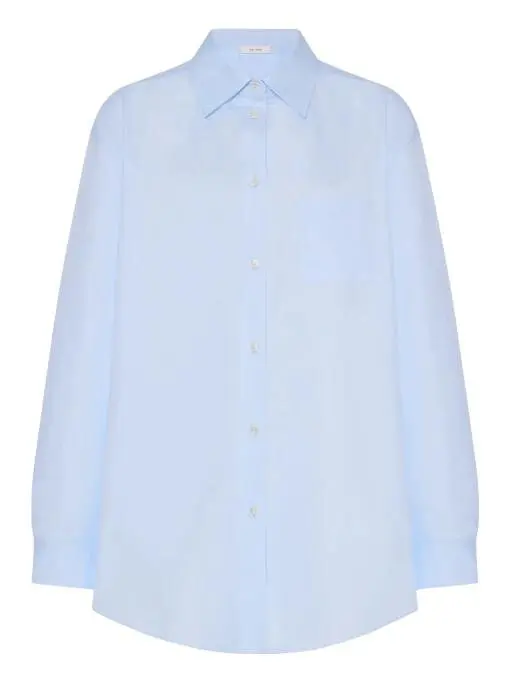THE ROW Elva Cotton Shirt - Light Blue