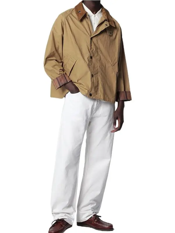Barbour Long Sleeve Jacket With Checkered Cuffs - White