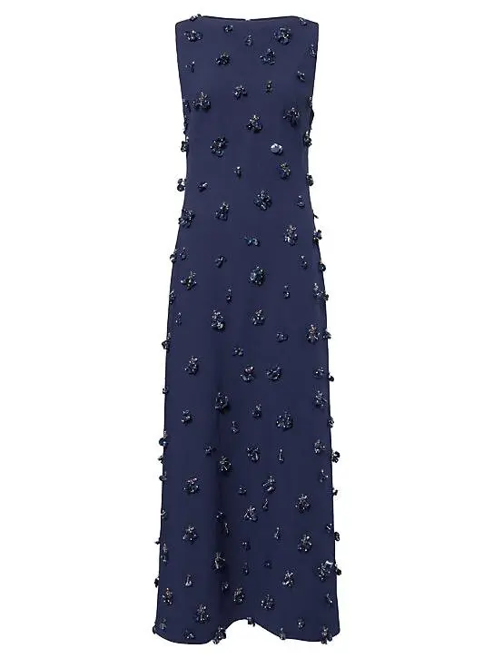 Simkhai Claudia Jewel Embellished Woven Midi Dress - Midnight