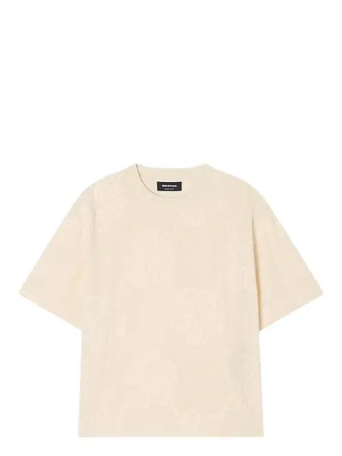Whistles Textured Floral Cotton-jersey Top - Cream