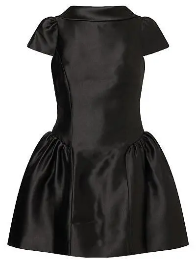 SELF-PORTRAIT Cap-sleeve Scoop-back Taffeta Mini Dress - Black