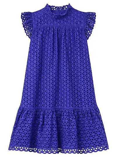 RO&ZO Broderie Scalloped-edge Cotton Mini Dress - Blue