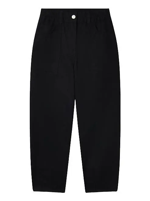 Whistles Tessa Elasticated-waist Stretch Cotton-blend Trousers - Black