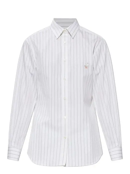 Moschino Striped Embroidered Shirt - White