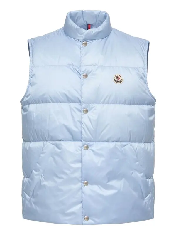 Moncler Logo Patch Puffer Gilet - Light Blue