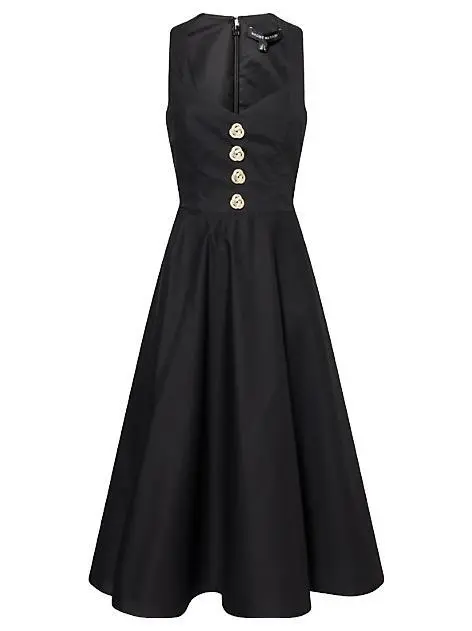 NADINE MERABI Sweetheart Neckline Midi Dress - Black