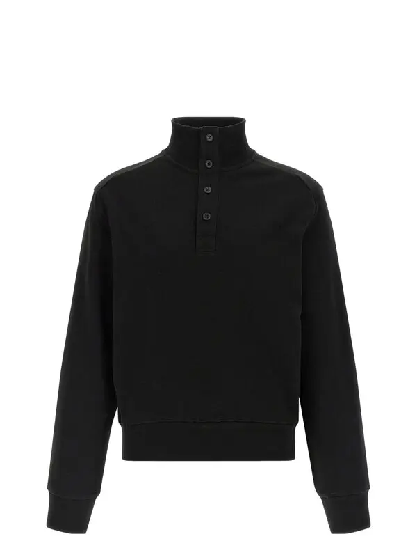 ENTIRE STUDIOS Port Buttoned High Neck Sweatshirt - Black