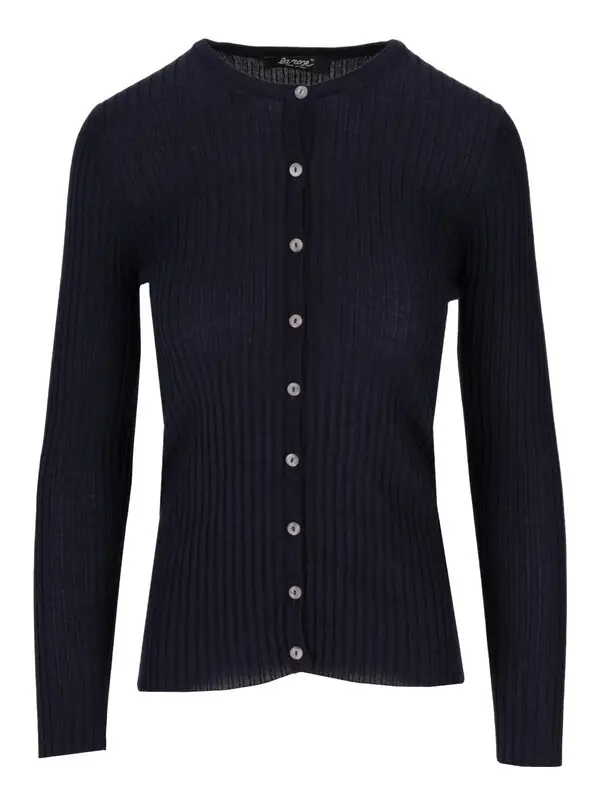 Lela Rose Ribbed Crew Neck Cardigan - Black