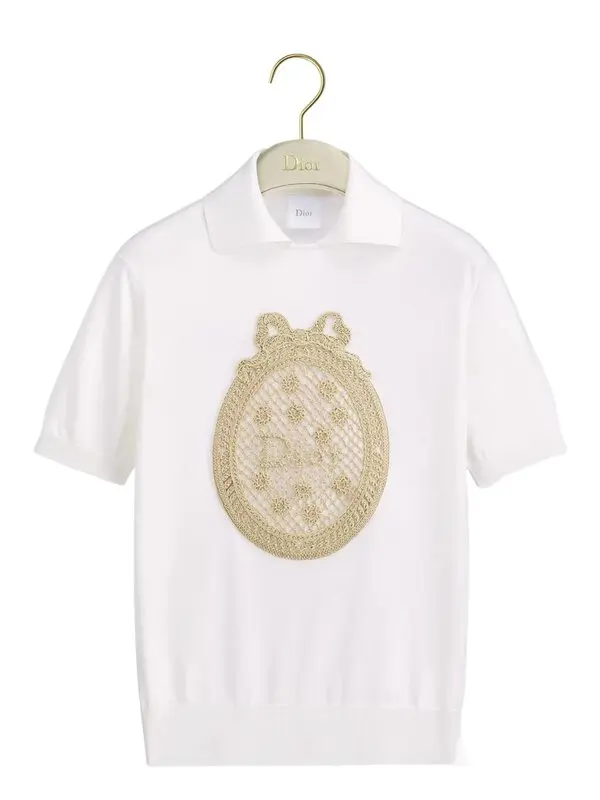Dior Short-sleeved Polo Sweater With Medallion Detail - White