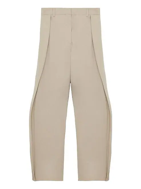 Loewe Wide-leg Side-flap Cotton-blend Trousers - Beige