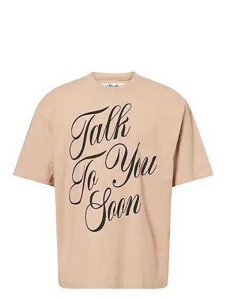 Acne Studios As Talk To You Soon Text-print Cotton T-shirt - Beige