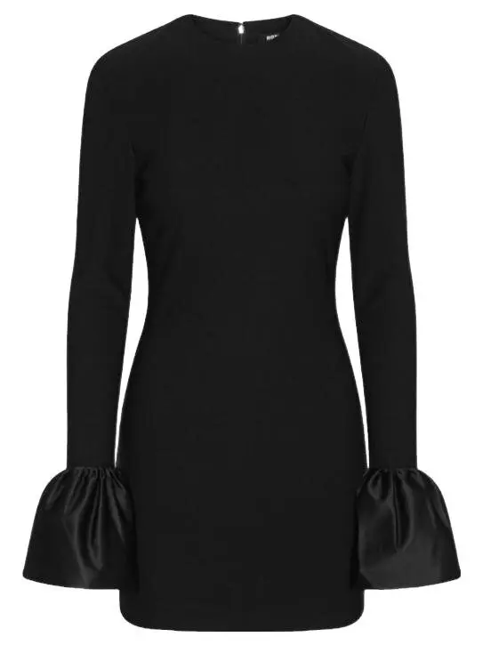 ROTATE BY BIRGER CHRISTENSEN Long-sleeve Fitted Mini Dress With Ruffled Cuffs - Black