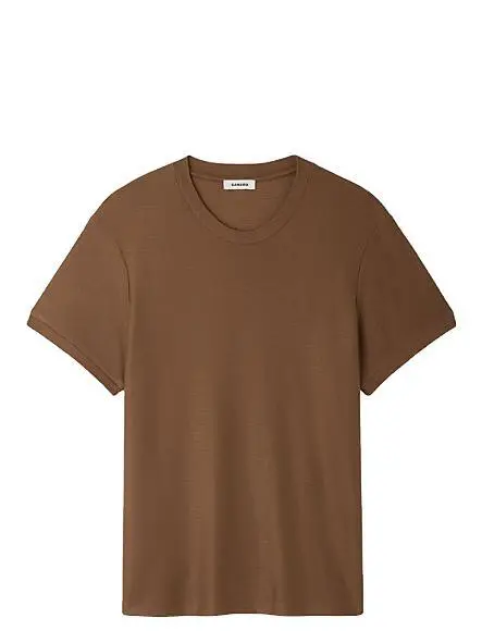 Sandro Textured Short-sleeve Woven T-shirt - Camel