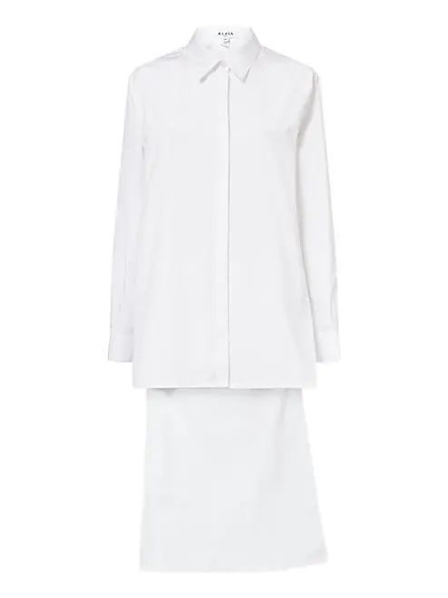 Alaïa Asymmetric Hem Boxy Fit Cotton Shirt - Blanc