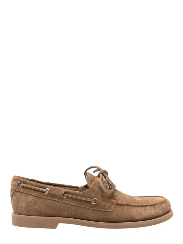 GIANVITO ROSSI Suede Boat Shoes - Camel