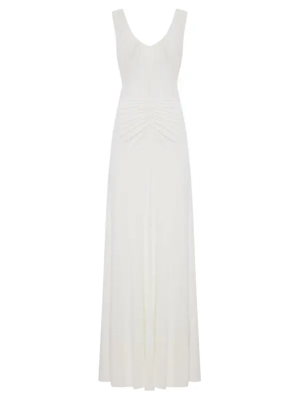 SELF-PORTRAIT Ruched Sleeveless Maxi Dress - No