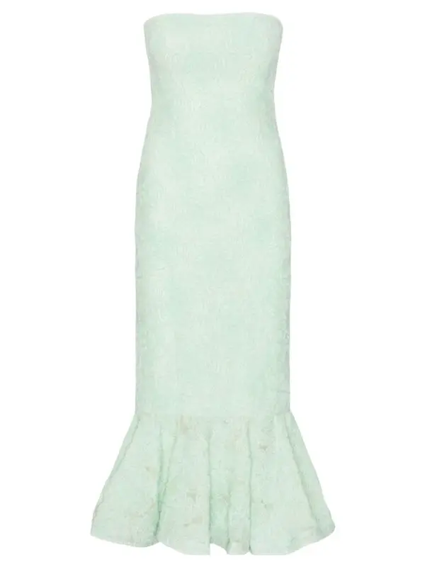 ROTATE BY BIRGER CHRISTENSEN Strapless Floral Mesh Flounce Maxi Dress - White
