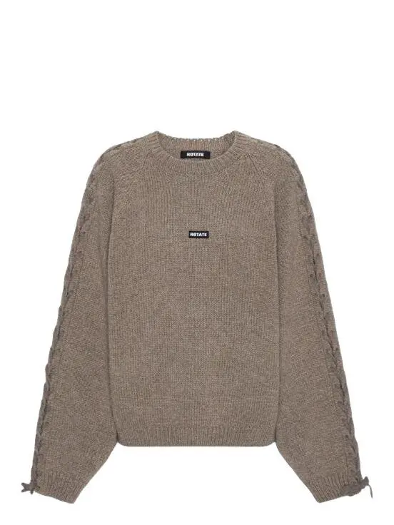 ROTATE BY BIRGER CHRISTENSEN Knit Lacing Jumper With Sleeve Ties - Taupe