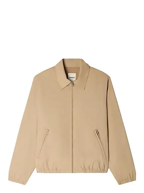 Sandro Collared Zip-up Cotton-blend Jacket - Sand